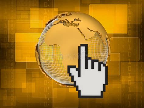 Globe And Cursor Hand Stock Illustration Illustration Of Cursor 23060353