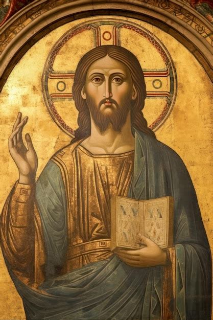 Icon Of Christ Pantocrator With Gold Background Premium Ai Generated