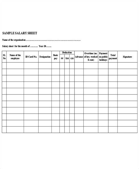FREE Sample Sheet Templates In MS Word PDF