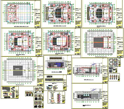 Complete Auditorium Architecture Project In Autocad Dwg File