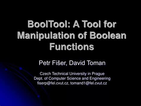 PPT BoolTool A Tool For Manipulation Of Boolean Functions PowerPoint Presentation ID