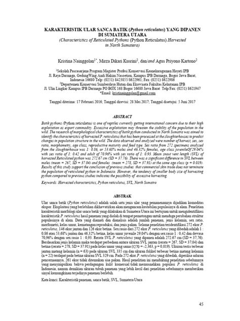 Karakteristik Ular Sanca Batik Python Re 6b442fbd Pdf