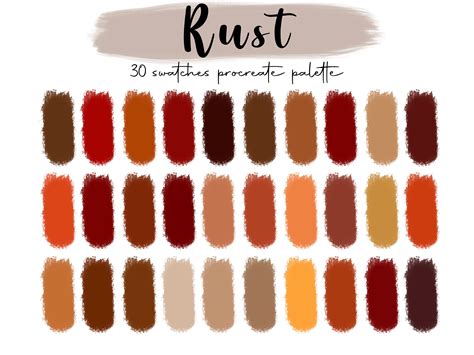 Rust Procreate Palette Colors Palette Instant Digital Etsy