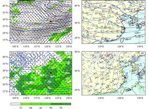 Synoptic Conditions From A C Ncep Fnl Analysis And B D Surface Download Scientific