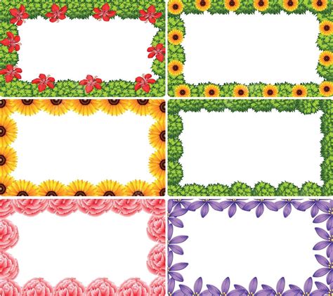 Set Of Flower Border Banner Set Drawing Vector Banner Set Drawing Png And Vector With