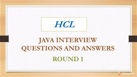 Hcl Interview Questions For Java Developer Experienced Round 1
