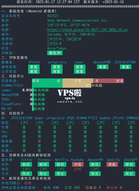 vps常用测试工具 ip质量 vps啦