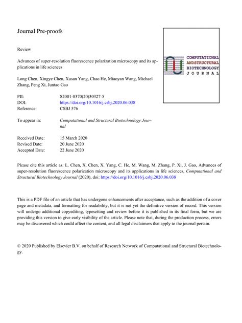 Pdf Advances Of Super Resolution Fluorescence Polarization Microscopy