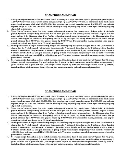 soal latihan program linear pdf