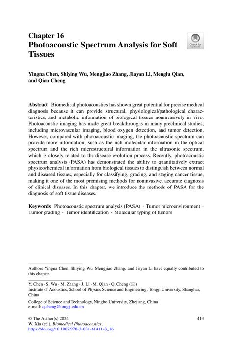 Pdf Photoacoustic Spectrum Analysis For Soft Tissues