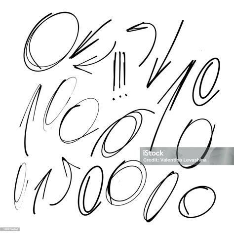 손으로 그린 하이라이트 마커 원 프레임 세트 낙서 하이라이트 타원 마커 스케치 텍스트와 중요한 개체를 강조 표시합니다 둥근 낙서 프레임 흰색 배경에 스톡 벡터 그림입니다