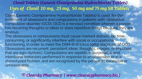 Ppt Clonil Tablets Generic Clomipramine Hydrochloride Tablets Powerpoint Presentation Id