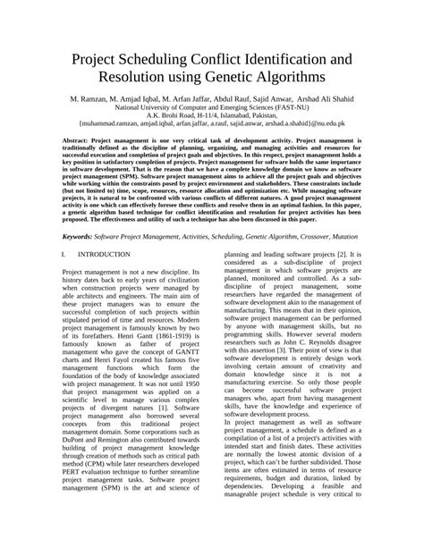 Pdf Project Scheduling Conflict Identification And Resolution Using