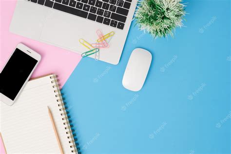Free Photo Office Desk Working Space Flat Lay Top View Mockup Photo Of Working Space With Laptop