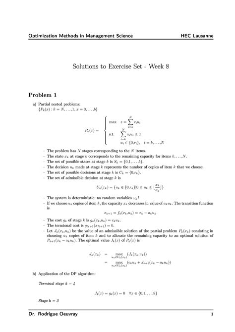 Chapter 8 Optimisa Solutions To Exer Ise Set Week 8 Problem 1 A