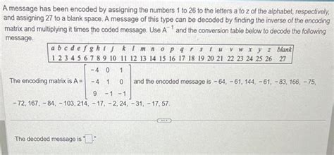 [solved] a message has been encoded by assigning the numbe