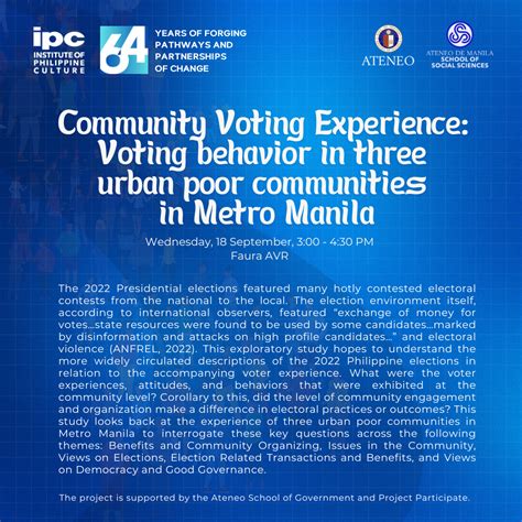 Community Voting Experience Voting Behavior In Three Urban Poor Communities In Metro Manila