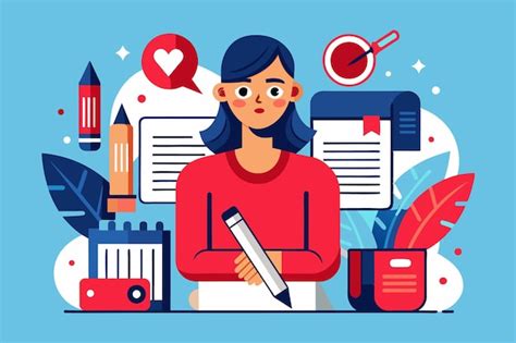 Premium Vector Flatstyle Editor Illustration With Manuscripts And Red Pens