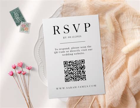 RSVP Card Qr Code For Wedding Qr Code Rsvp Insert Template Templett Printable RSVP Reply Cards