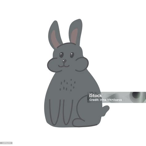 어린이 의류 인테리어 디자인 포장 스티커에 인쇄를위한 만화 손으로 그린 스타일로 토끼와 벡터 어린이 그림 흰색으로 분리 0명에 대한 스톡 벡터 아트 및 기타 이미지 Istock
