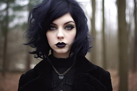 Premium Ai Image A Woman With Black Hair And Black Lipstick