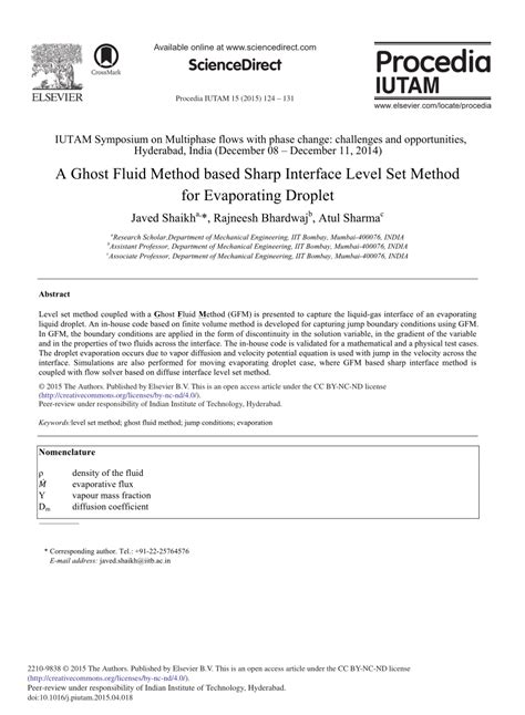 Pdf A Ghost Fluid Method Based Sharp Interface Level Set Method For