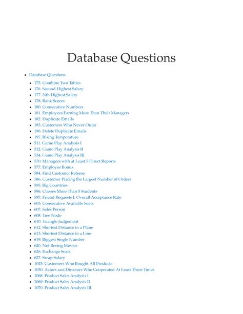 Sql Leetcode Questions Database Questions Database Questions Combine