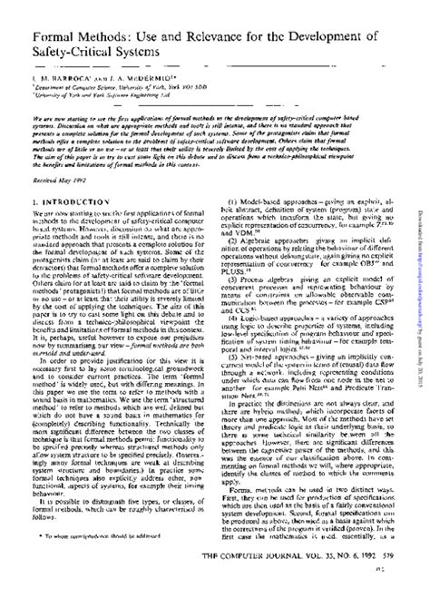 Pdf Formal Methods For Safety Critical Systems