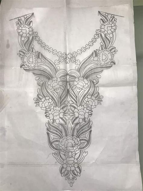 تصميم تطريز لصدر شميز Hand Embroidery Design Patterns Jewellery