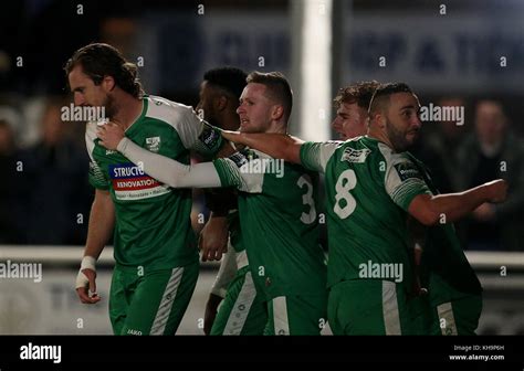 Leatherheads Jack Midson Celebrates With Teammates After Scoring His Sides Second Goal From The