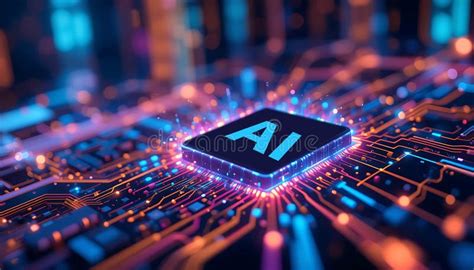 Futuristic Ai Chip With Glowing Circuit Board Artificial Intelligence Machine Learning