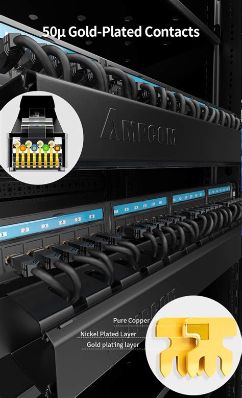 Ampcom Cat6a Ethernet 10gbps Rj45 Lan Network Cable High Speed Gaming Utp Patch 24awg Strand