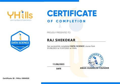 Raj Shekokar On Linkedin Yhills Datasience Intenshipcompletion Ecellllth