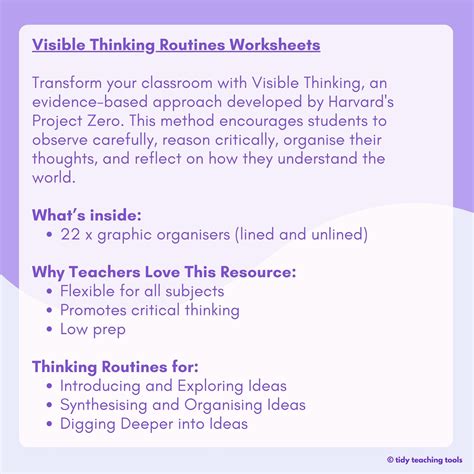 X Visible Thinking Routines Worksheets Cultures Of Thinking Etsy