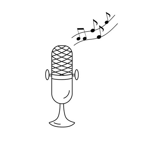 Premium Vector Microphone Icon And Notes Outline Classic Mic In Simple Style Isolated On White