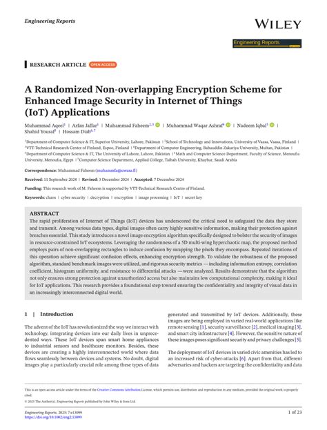 Pdf A Randomized Non‐overlapping Encryption Scheme For Enhanced Image Security In Internet Of