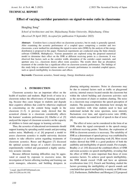 Pdf Effect Of Varying Corridor Parameters On Signal To Noise Ratio In