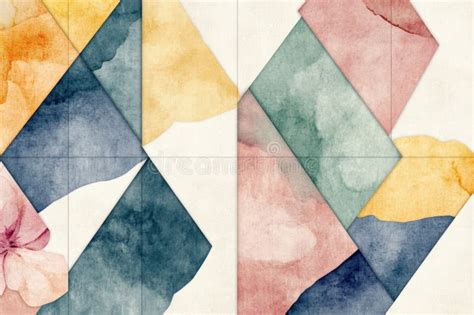 Geometric Abstract Design With Watercolor Interlocking Patterns For Creative Backgrounds Stock