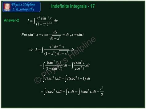 Indefinite Integral 17 Ppt