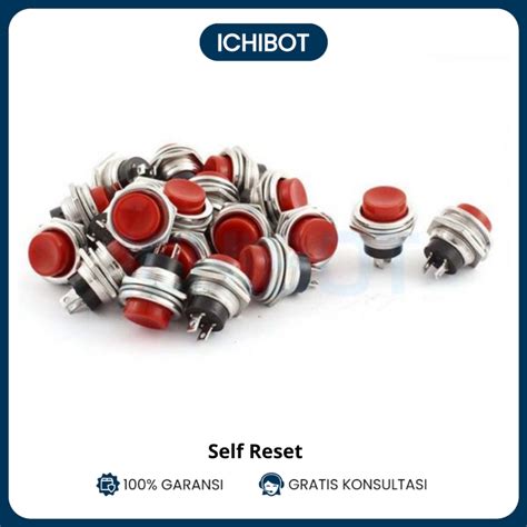 Push Button 16mm DS 212 Metal Self Reset Merah ICHIBOT STORE
