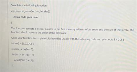 Solved Complete The Following Function Void Chegg Com