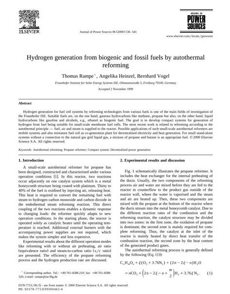 Pdf Hydrogen Generation From Biogenic And Fossil Fuels By Autothermal Reforming Dokumen Tips