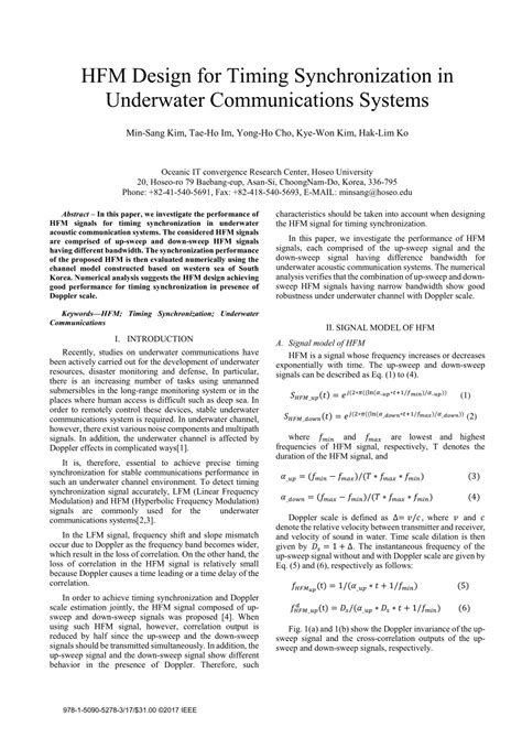 Full Article Hfm Design For Timing Synchronization In Underwater