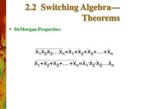 Ppt Chapter 2 Boolean Switching Algebra Introduction And Theorems