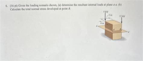 Solved 6 16 Pt Given The Loading Scenario Shown A
