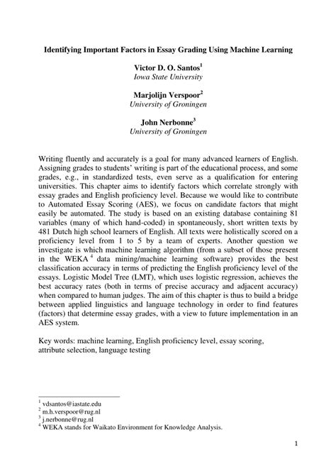 Pdf Identifying Important Factors In Essay Grading Using Machine