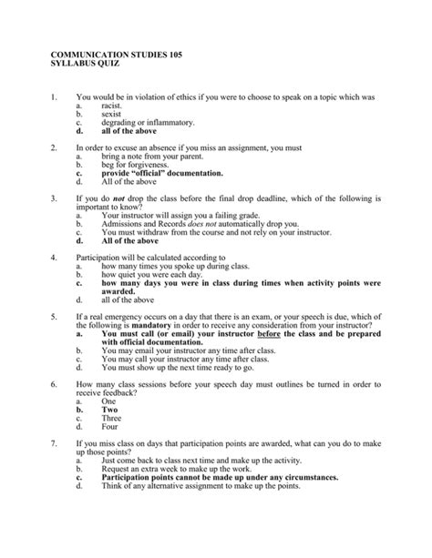 Multiple Choice Quiz