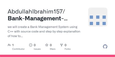 Github Abdullahibrahim157bank Management System In Cpp We Will Create A Bank Management