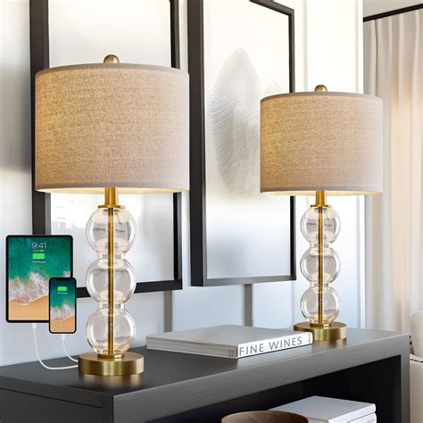Usumkky 24 Glass Table Lamps Set Of 2 For Bedroom Living Roomgold