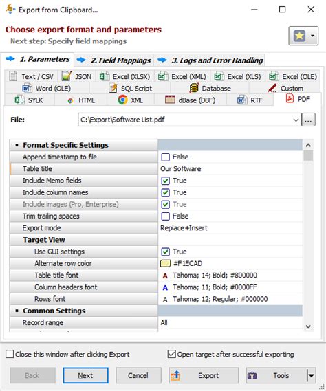 Exporting Data From Clipboard Exportizer Documentation